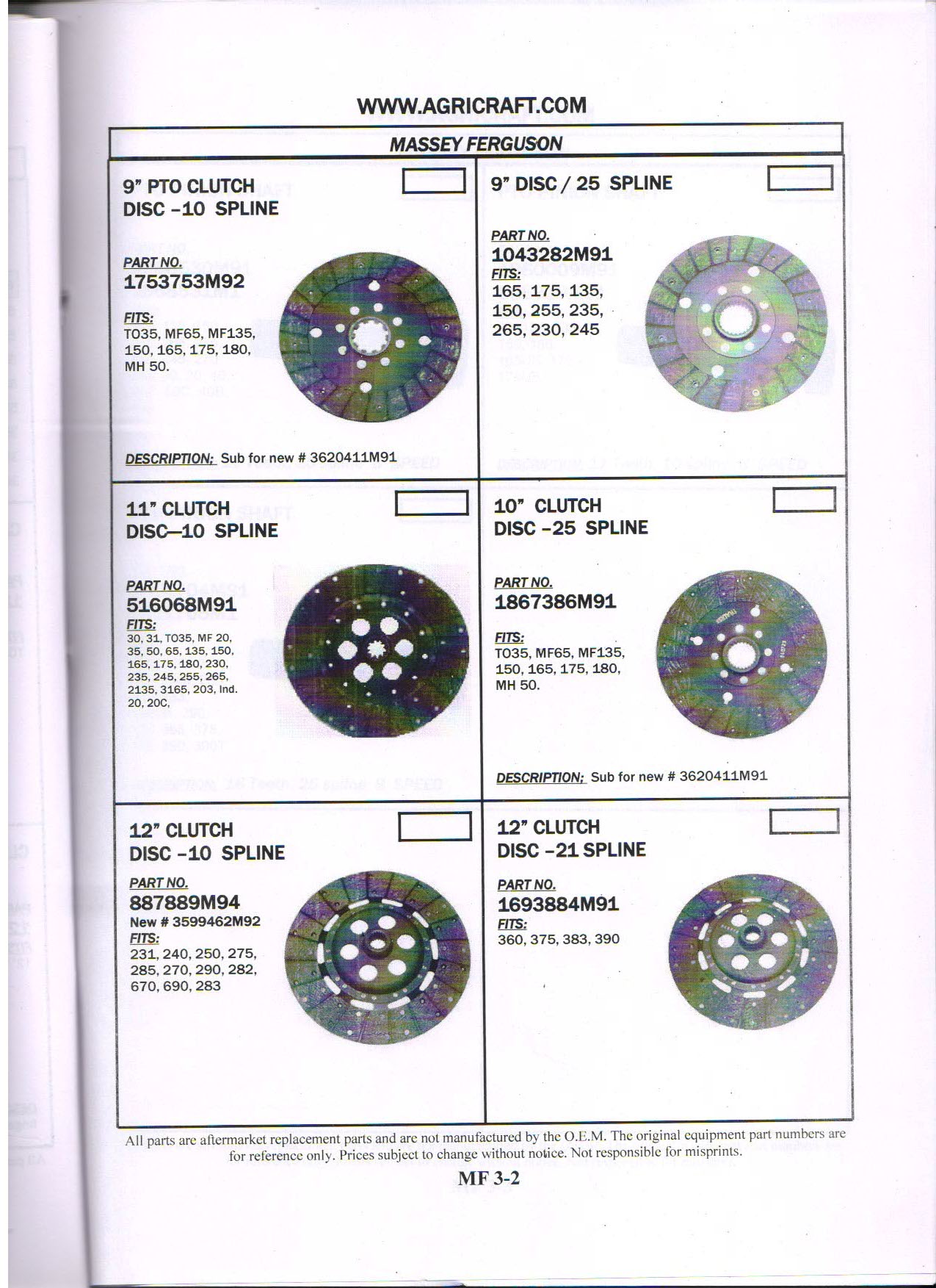 For Agricutural Vehicles CLUTCH DISC
